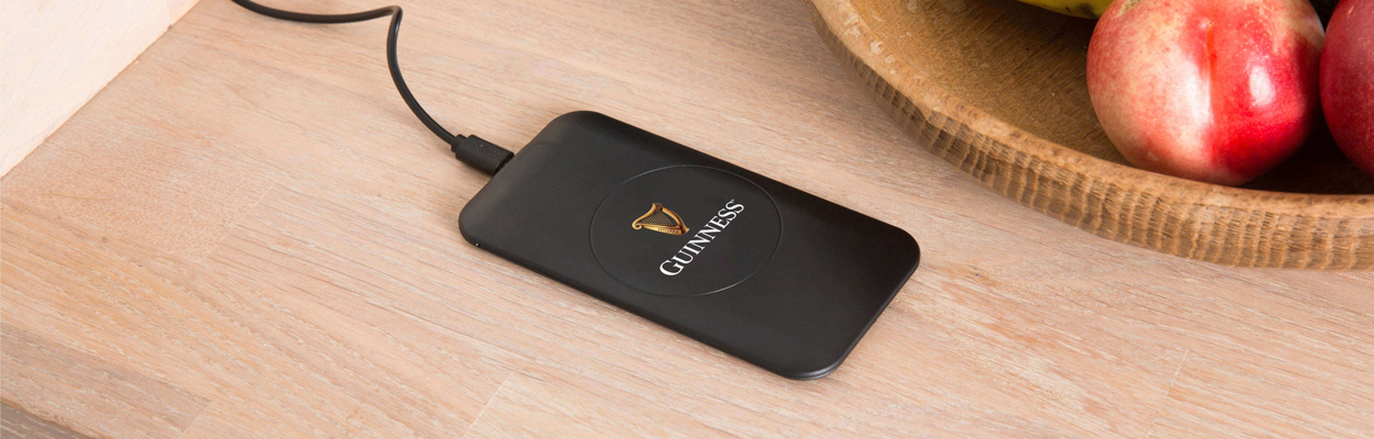 Branded power banks, custom printed charging pads and charging cables